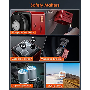 Vantrue E1 2.7K WiFi GPS Mini Dash Cam 1944P Voice Control 1.54" LCD Front Red Car Camera with Free APP, Night Vision, 24 Hours Buffered Motion Parking Mode, Wireless Controller, Support 512GB Max