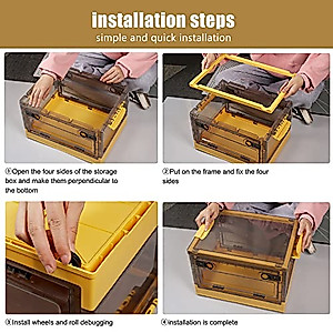 Loobuu Foldable Plastic Storage Boxes with Latching Lids & wheels, Clear Storage Bins for Home & Office Organization, Stackable Collapsible Organizer Container for Groceries, Toys, Books, Snacks Storage Case - 26L