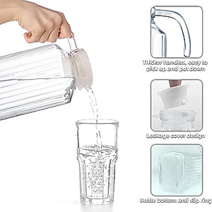 AiHeart Glass Pitcher with Lid,2pcs Glass Fridge Pitcher with Handle,Large Capacity Beverage Container Pitcher with Spout Glass Jug for Coffee, Milk, Juice - 63oz