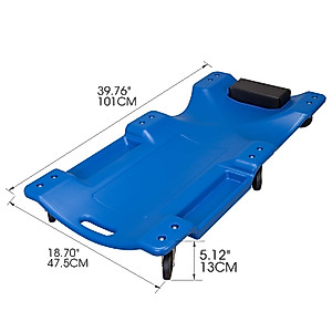 TCE ATR6300U Torin Rolling Creeper Garage/Shop Seat: Padded Mechanic Stool with Tool Tray Storage, Blue