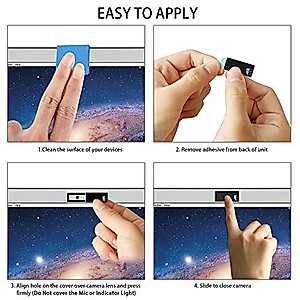 Nano shield Aluminum Alloy Laptop Camera Cover (Black & Silver), Luxury Metal Design Webcam Cover Slide for Computer Mac MacBook Pro iMac Cell Phone iPhone iPad Surface Pro Echo Show/Sport