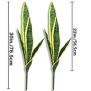 Ollain 4 PCS Artificial Sansevieria Plants 30 Inch Tall Fake Snake Faux Plant for Indoor and Outdoor Home Garden Office Store Decoration (Yellow Edge)