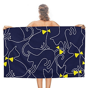 Cute Seamless Cats Microfiber Absorbent Lightweight Beach Towels Fast Dry Oversized Sand Free Beach Blanket 31x51in for Swimming Camping Travel Gym and Yoga