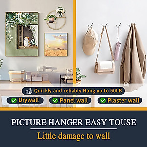 MIHUYAN Picture Hanger Super Hook 20PCS,High-Quality Steel Picture Hanger Hercules Hooks,Used for Drywall, Wood Wall, Plaster Wall, can Hang Photos, Art, Clock, Mirror.