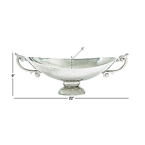 Deco 79 Aluminum Decorative Bowl with Handles, 22" x 8" x 9", Silver
