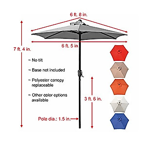 Westcharm Patio Umbrella Outdoor Table Umbrella with 6 Sturdy Ribs and Crank 6.5 ft, Natural Color Umbrella
