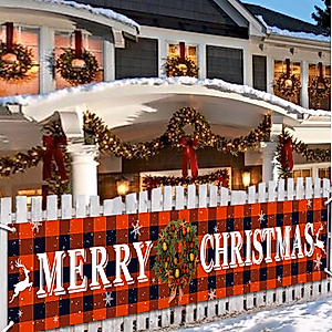 Merry Christmas Banner Christmas Eve Signs Huge Banner Decorations Giant Happy New Years Supplies Fence Yard Sign Indoor Outdoor Decorations Photo Backdrop 6 Feet