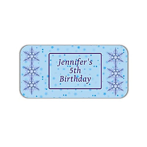 20 Personalized winter ice birthday party,"half wrap" water bottle labels