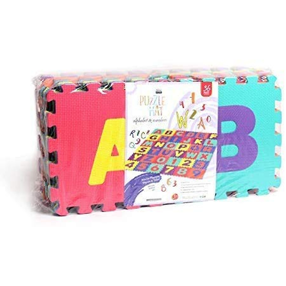 Alphabet & Numbers Rubber EVA Foam Puzzle Play Mat Floor. 36 Interlocking playmat Tiles (Tile:12X12 Inch/36 Sq.feet Coverage). Ideal for Crawling Baby, Infant, Classroom, Toddlers, Kids, Gym Workout