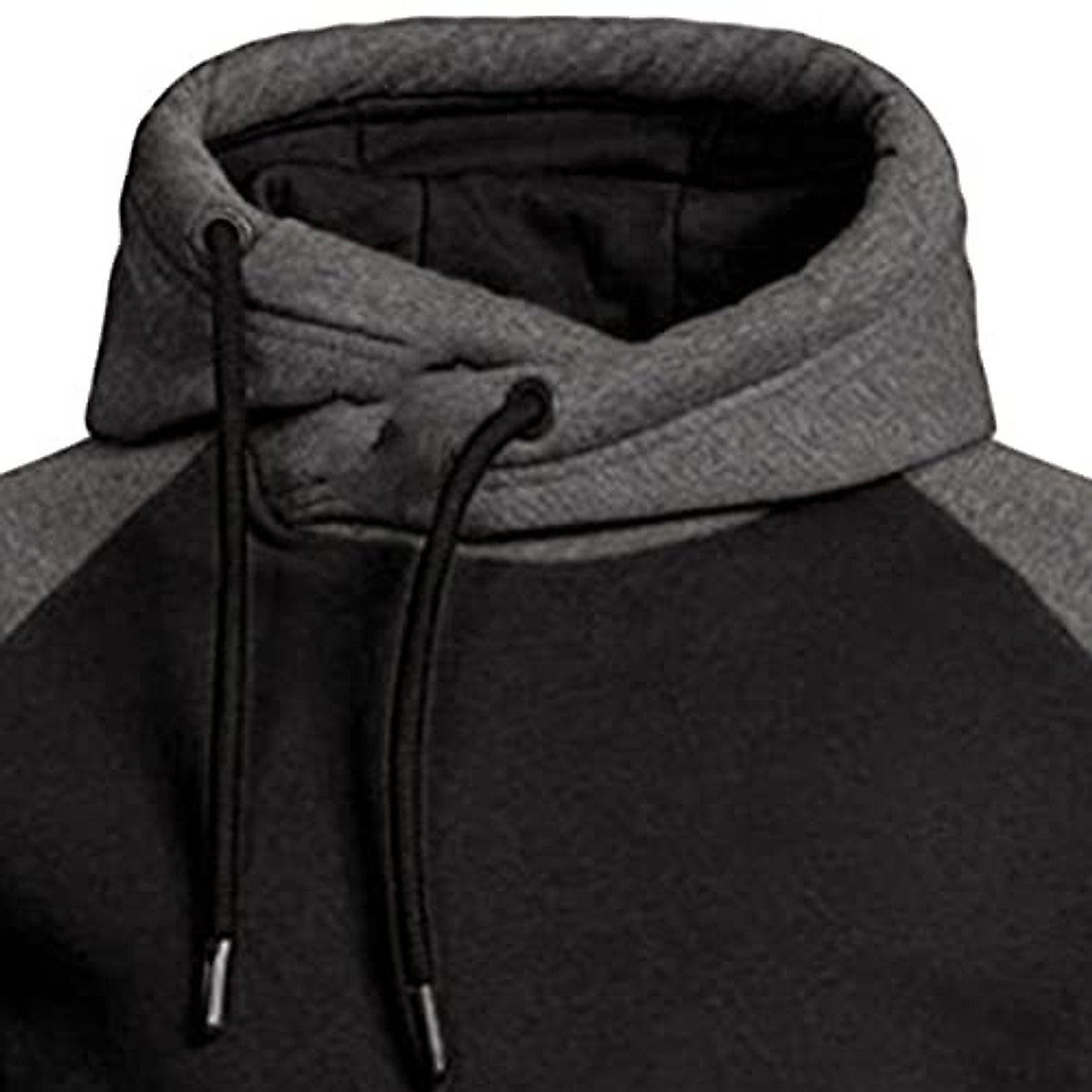 Maiyifu-GJ Men's Color Block Pullover Hooded Sweatshirts Drawstring Fleece Warm Winter Hoodies Casual Sports Running Hoodie (Black,X-Large)