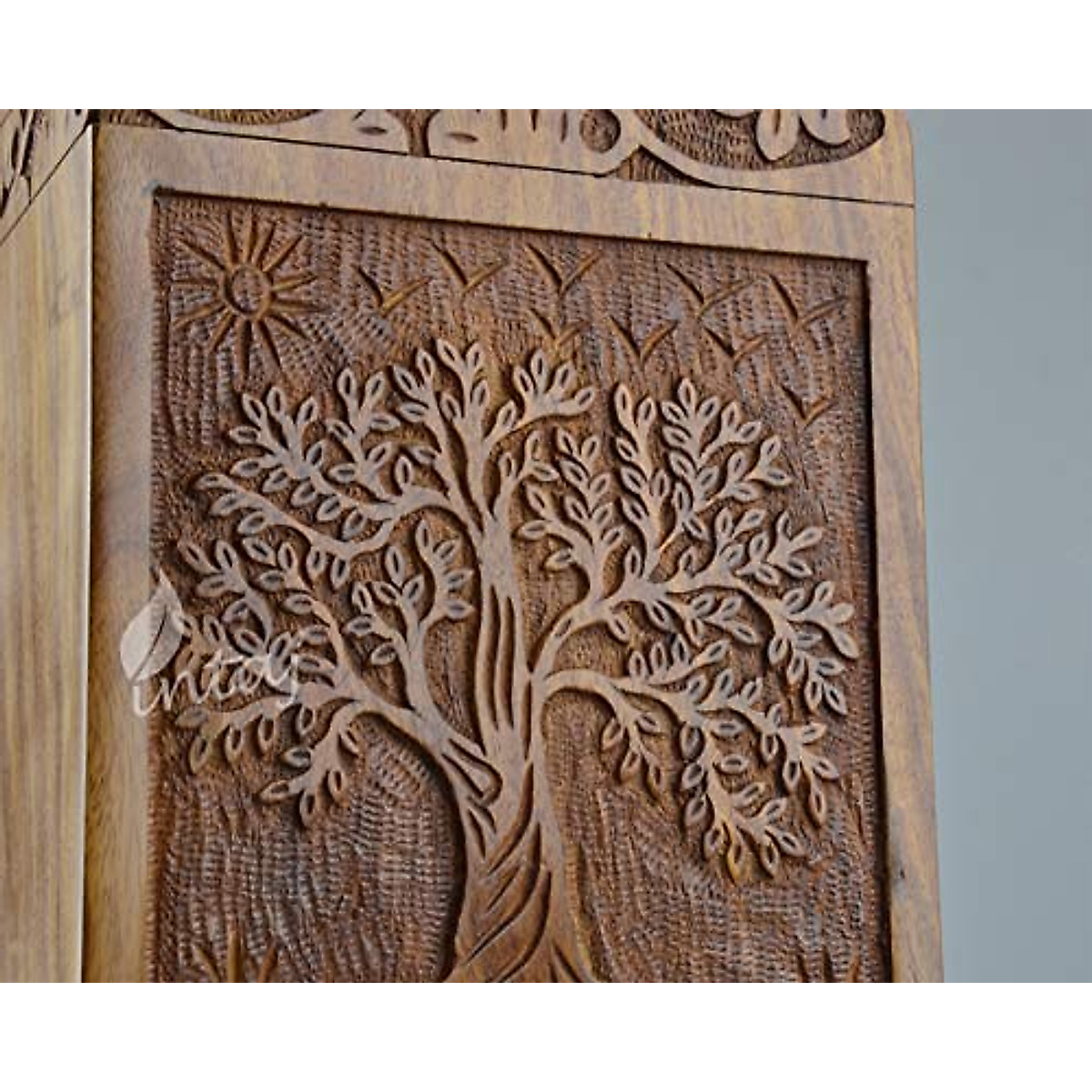 INTAJ Handmade Rosewood Urn for Human Ashes - Tree of Life Wooden Urns Hand-Crafted - Funeral Cremation Urn for Ashes (Adult (250 Cu/in), Rosewood Tree)