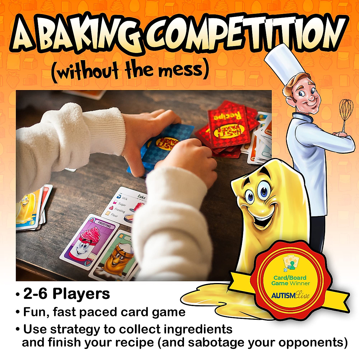 Hasty Baker Family Card Game - A Race to Collect Ingredients and Complete Recipes, for Families, Adults, Kids, Ages 7+, 2-6 Players, by GoChuckle