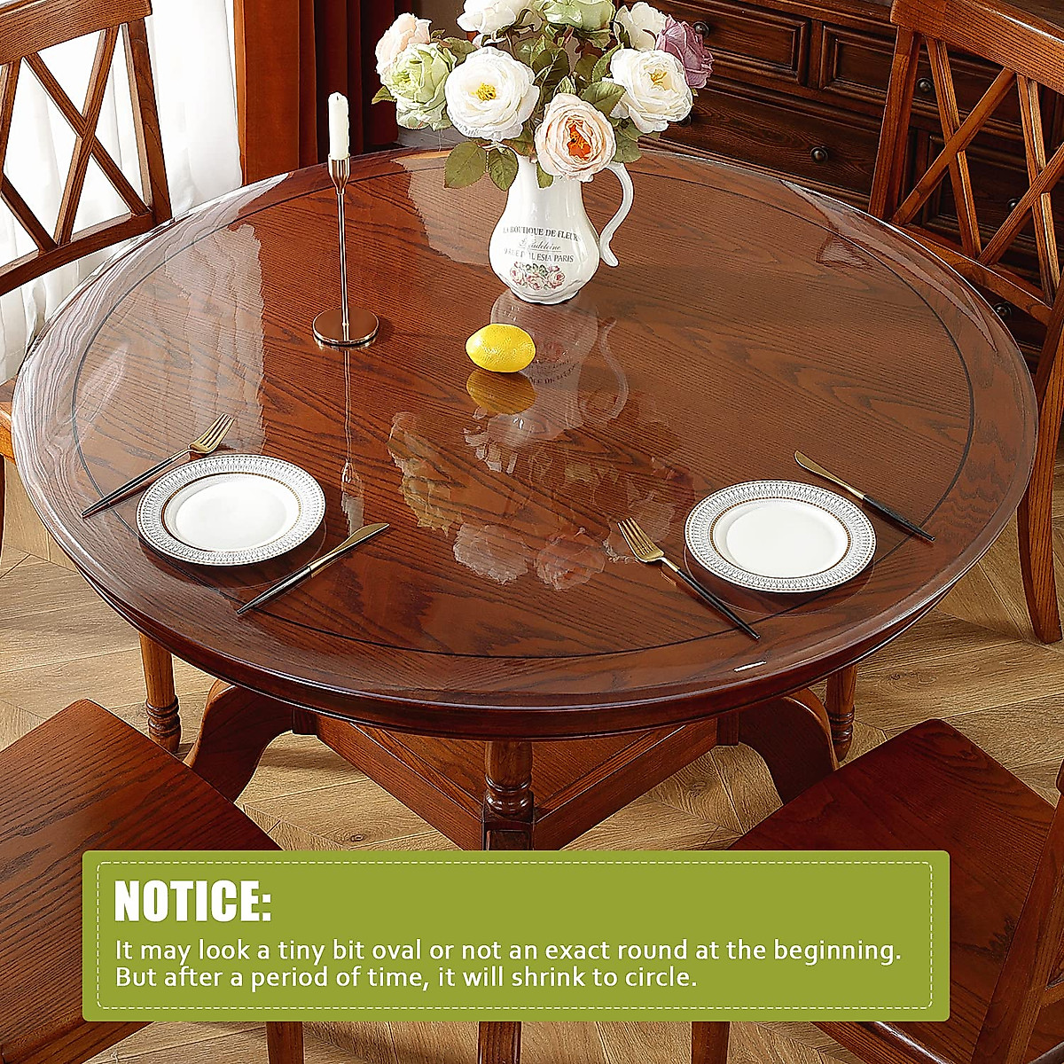 OstepDecor Round Clear Table Protector 48 Inch Thick Clear Table Cover Protector Round, Plastic Waterproof PVC Tablecloth, Vinyl Circle Table Top Protector for Dining Room Table, Coffee Table