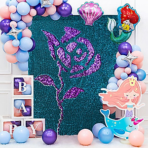 Partisout Sequin Fabric Mermaid Fabric 5mm Two Tone Sparkly Material by The Yard Mesh Reversible Sequence Cloth for Dress Wedding DIY (Turquoise to Purple)