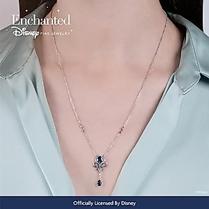 Jewelili Enchanted Disney Fine Jewelry Sterling Silver with 1/10 CTTW Diamond and London Blue Topaz Cinderella Necklace