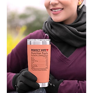 COCHIMO Christmas Gifts for Wife - Wife Gifts from Husband - Wifey Coffee Cup Tumbler 20 Oz - Wife Gifts Ideas For Valentines, Anniversary, Birthday, Mothers Day - Gifts for Her - Coral Pink