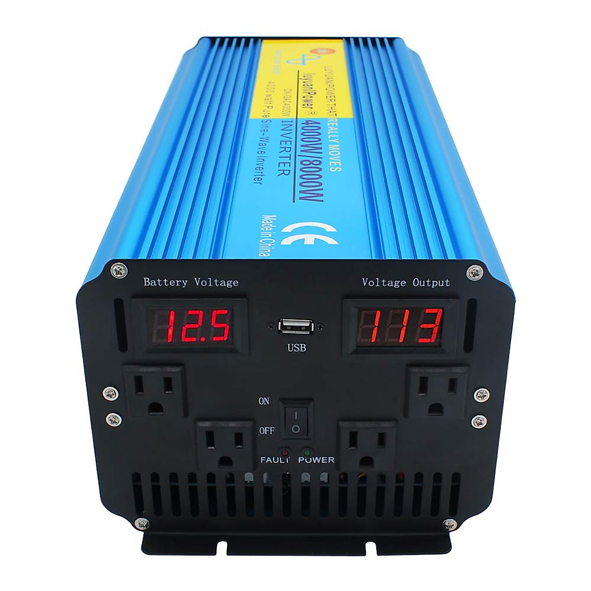 Cantonape Pure Sine Wave Inverter 4000W Power Inverter 12V to 110V DC to AC with LED Display Remote Controller for Truck RV Home Solar System