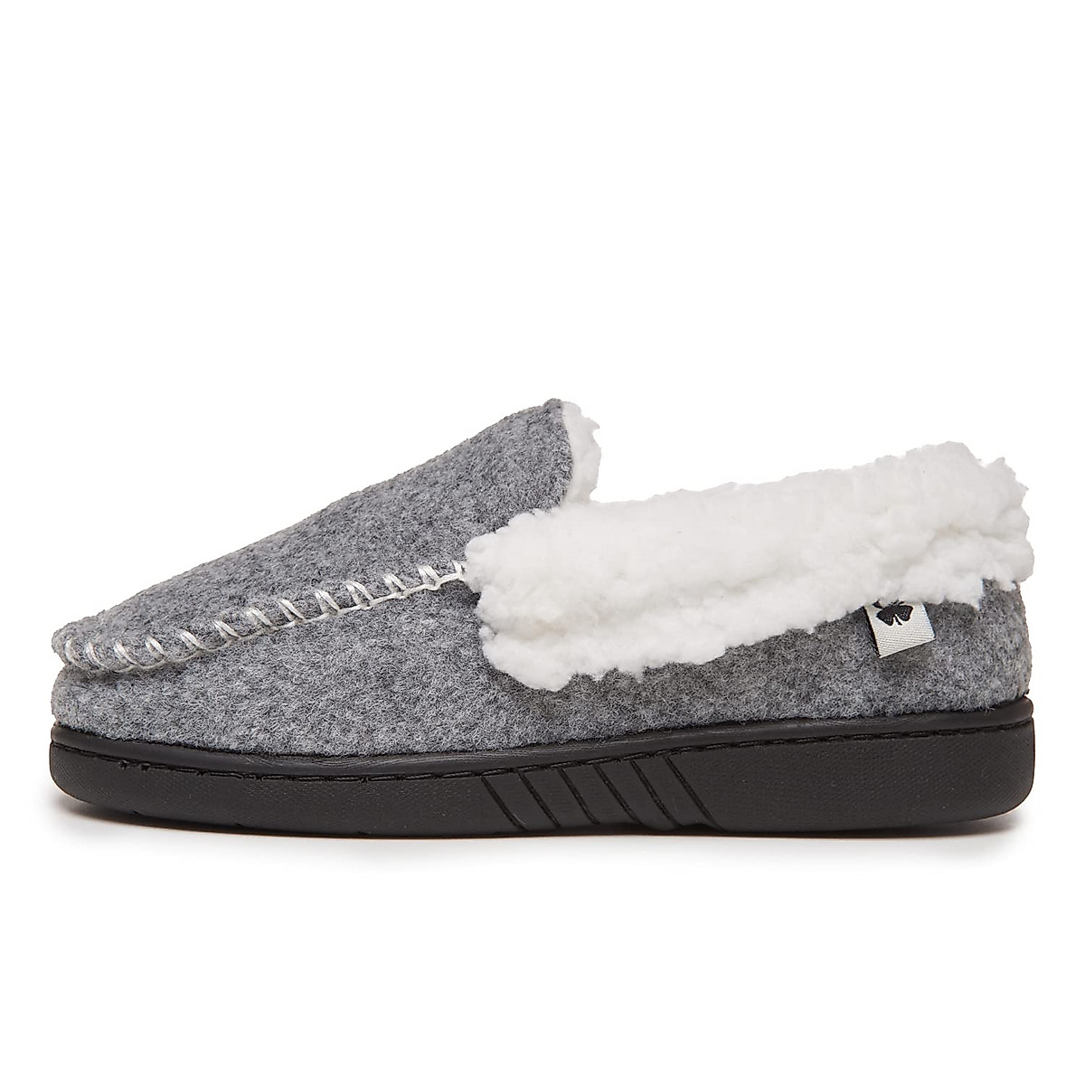 Lucky Brand Boy's Faux Wool A-line House Shoes for Kids, Memory Foam Slippers, Grey/White, 9/10
