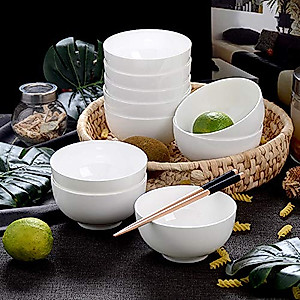 Foraineam 12 Pack 10 Ounces Porcelain Small Bowl Set White Round Bowls (10 fl oz)