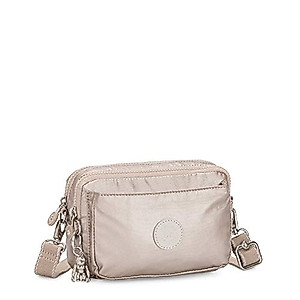 Kipling Women’s Abanu Crossbody Bag, Lightweight, Adjustable Nylon Waist Pack with Multi-Compartment Zip Pockets, Metallic Glow, One Size
