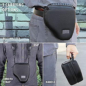 USA GEAR Hard Shell DSLR Camera Case (Black) with Molded EVA Protection, Quick Access Opening, Padded Interior and Rubber Coated Handle-Compatible with Nikon, Canon, Pentax, Olympus and More