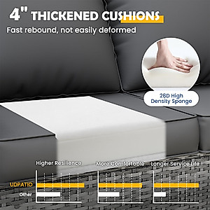 UDPATIO Outdoor Cushions for Patio Furniture, 4'' Replacement Cushions for Outdoor Furniture, Water-Resistant Patio Furniture Sectional Cushions for Sofa Couch Bench, Grey