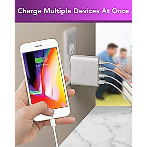 ZMI PowerPlug 4-Port 35W USB Wall Charger Power Adapter, Portable with Foldable Prongs for iPhone, iPad, Samsung Galaxy, and More