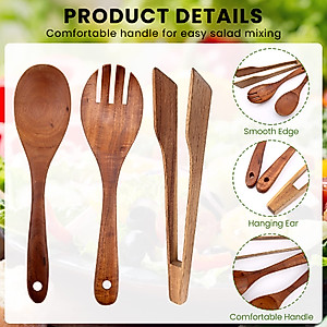 Wood Salad Servers, Salad Spoon, Salad Serving Utensil for Kitchen, Salad forks, Wooden Salad Tongs for Serving, Salad Mixing Dinner Fork, Kitchen Cooking Utensil