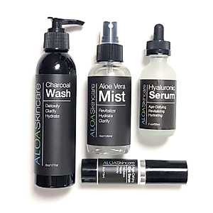ALOA Skincare Detoxifying Activated Charcoal Face Wash with Vitamin C & Green Tea, Acne Fighting Facial Cleanser