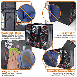 BeeGreen Christmas Reusable Bags 12 Pack with Reinforced Handles and Removable Bottom Foldable Extra Large Tote Bag Bulk for Kitchen Groceries Shopping Bags Reusable Produce Bags