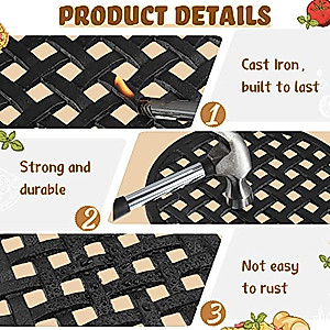 2 Pcs Cast Iron Vintage Round Trivet 8 Inch Diameter Heat Resistant Table Mat for Oven Steamer Kettle Hot Pot Dishes Plate Pan Accessories, Black