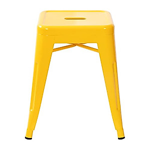 Flash Furniture Metal Dining Table Height Stool - Backless Yellow Kai Commercial Grade Stool - 18 Inch Stackable Dining Chair - Set of 4