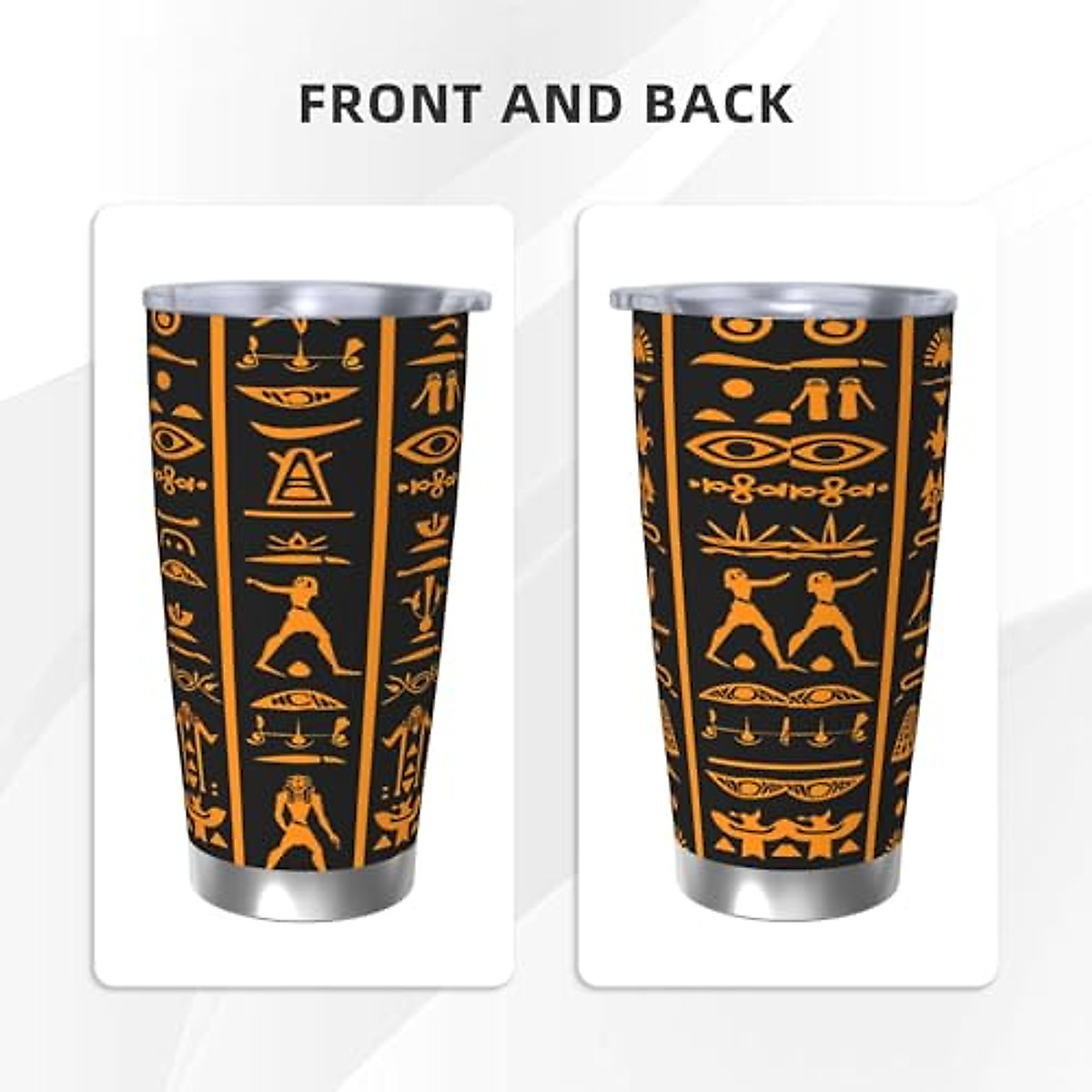 AYCZN Egyptian Hieroglyph 20 OZ Tumbler Stainless Steel Travel Coffee Mug, Ancient Insulated Water Bottle with Lid and Straws Leakproof Thermal Cup