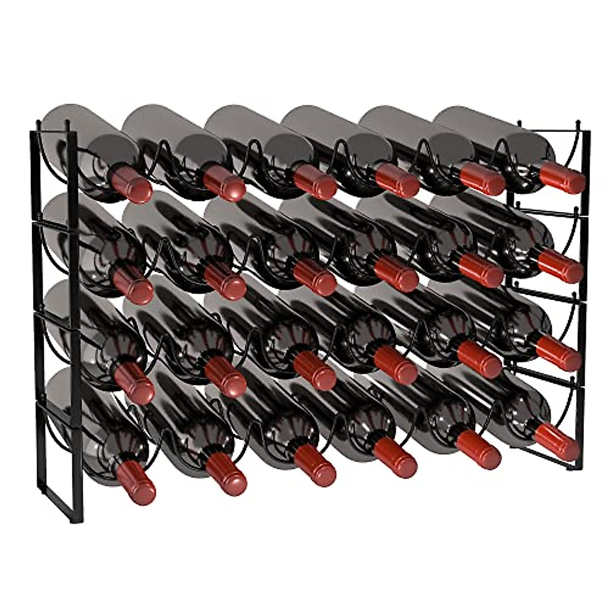 TONLEA 4 Tier Wine Rack, 3-in-1 24 Bottles Wine Storage, Wine Bottle Rack Stackable, Wine Storage Rack for Cabinet Pantry(Dark Black, Version 3.0)