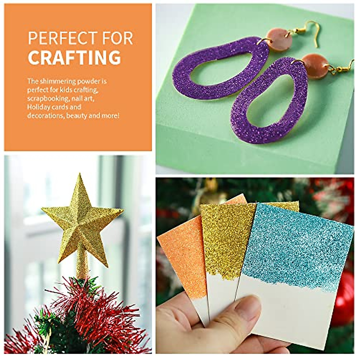 Fine Glitter, Teenitor 24 Jars Glitter for Resin Art Crafts, Tumbler Scrapbooking, Body Nail Glitter