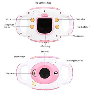 LKYBOA Shockproof Soft Rubber Children's Camera -Kids Digital Camera Screen Selfie Video Camera with Cartoon Silicone Case & Card for