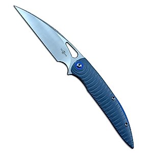 TWO SUN Knives 14C28N Steel Blade Blue G10 Handle TS116 with Pocket Clip
