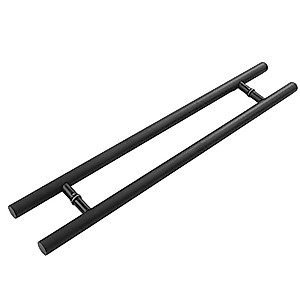 Interior Exterior Door Pull Push, Ergonomic Design Black Push Pull Door Handle Comfortable Grip for Barn