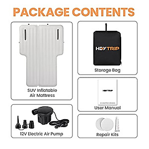 HEYTRIP SUV Inflatable Air Mattress for Car Camping, 4 Inch Thickened Car Camping Bed, Adjustable Firmness Sleeping Pad for 2 Persons (72 x 47 x 4 Inch, Light Grey)
