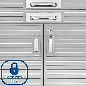 Seville Classics UltraHD Heavy Duty Rolling Cabinet Workbench Table w/Solid Wood Top Workstation for Garage, Warehouse, Office, Workshop, 28" W x 18" D x 34.5" H, 3-Drawer, Granite