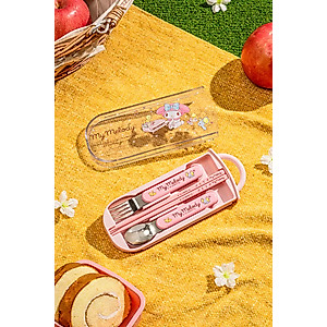 My Melody Utensil Set - Includes Reusable Fork, Spoon, Chopsticks and Carrying Case - Authentic Japanese Design - Durable, Dishwasher Safe- Music