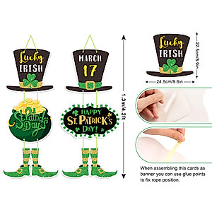 Whaline Glitter St. Patrick's Day Sign Banner Irish Party Door Hanging Sign St. Patrick's Day Welcome Sign with Leprechaun Top Hat and Feet for St. Patrick's Day Decorations Party Supplies
