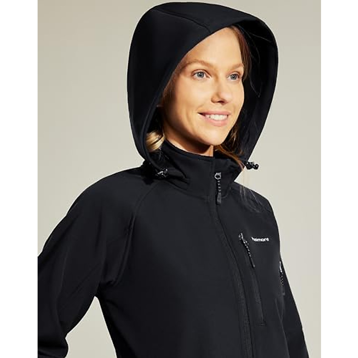 Haimont Women’s Water Resistant Fleece Lined Jackets with Hooded Softshell Windproof Outdoor Skiing Zip Pocket Winter Coat Black XL