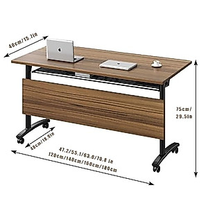 Folding Desk Portable Wood Table 3-Pack Training Room Stackable Conference Table Removable Computer Table Desk Saves Space for Conference Rooms, Media Centers (4)