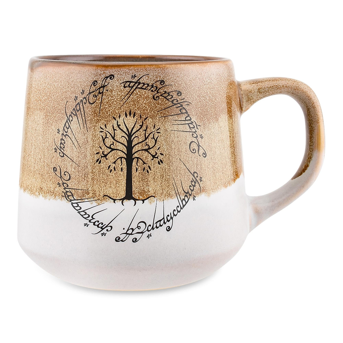Silver Buffalo The Lord Of The Rings Gondor Elven Text Tapered Pottery Mug | Large Coffee Cup For Tea, Espresso, Cocoa | Holds 18 Ounces