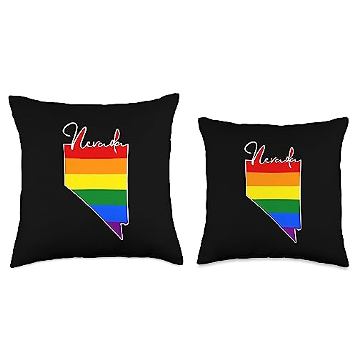 Nevada Map USA State Rainbow Pride Flag Map USA State Nevada Rainbow Flag Pride Month Throw Pillow, 18x18, Multicolor