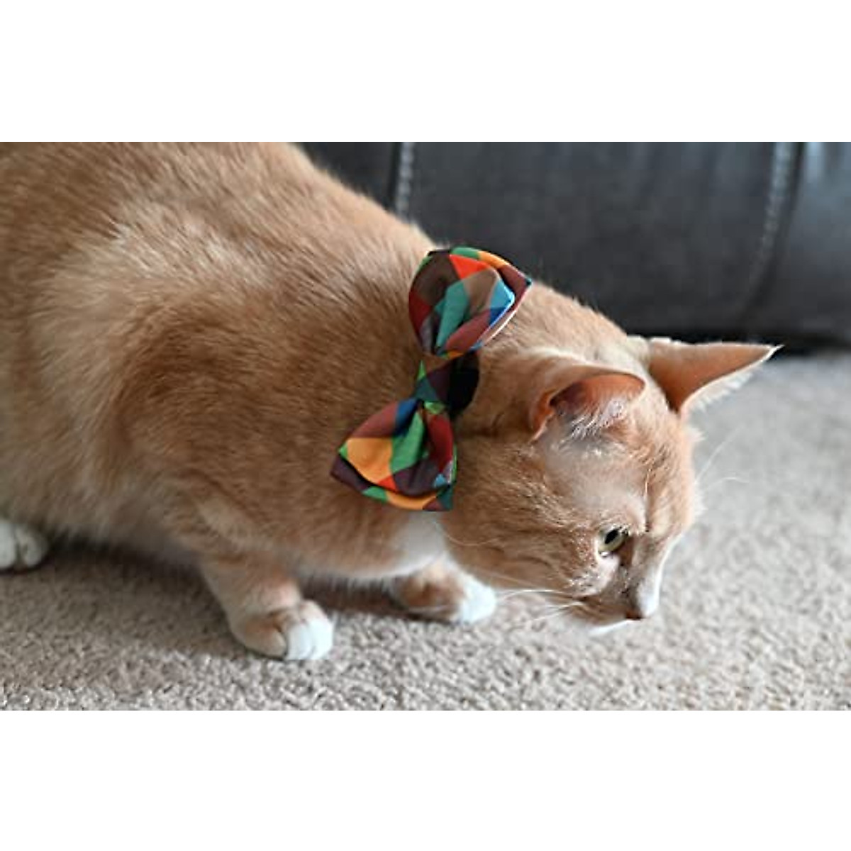 H&K Bow Tie for Pets | Fall Check (Small) | Velcro Bow Tie Collar Attachment | Fun Bow Ties for Dogs & Cats | Cute, Comfortable, and Durable | Huxley & Kent Bow Tie