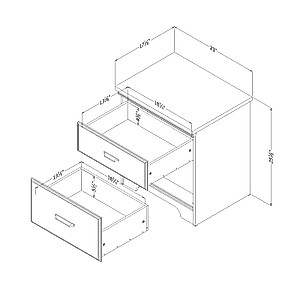 South Shore Versa 2-Drawer Nightstand, Weathered Oak, Gray Maple
