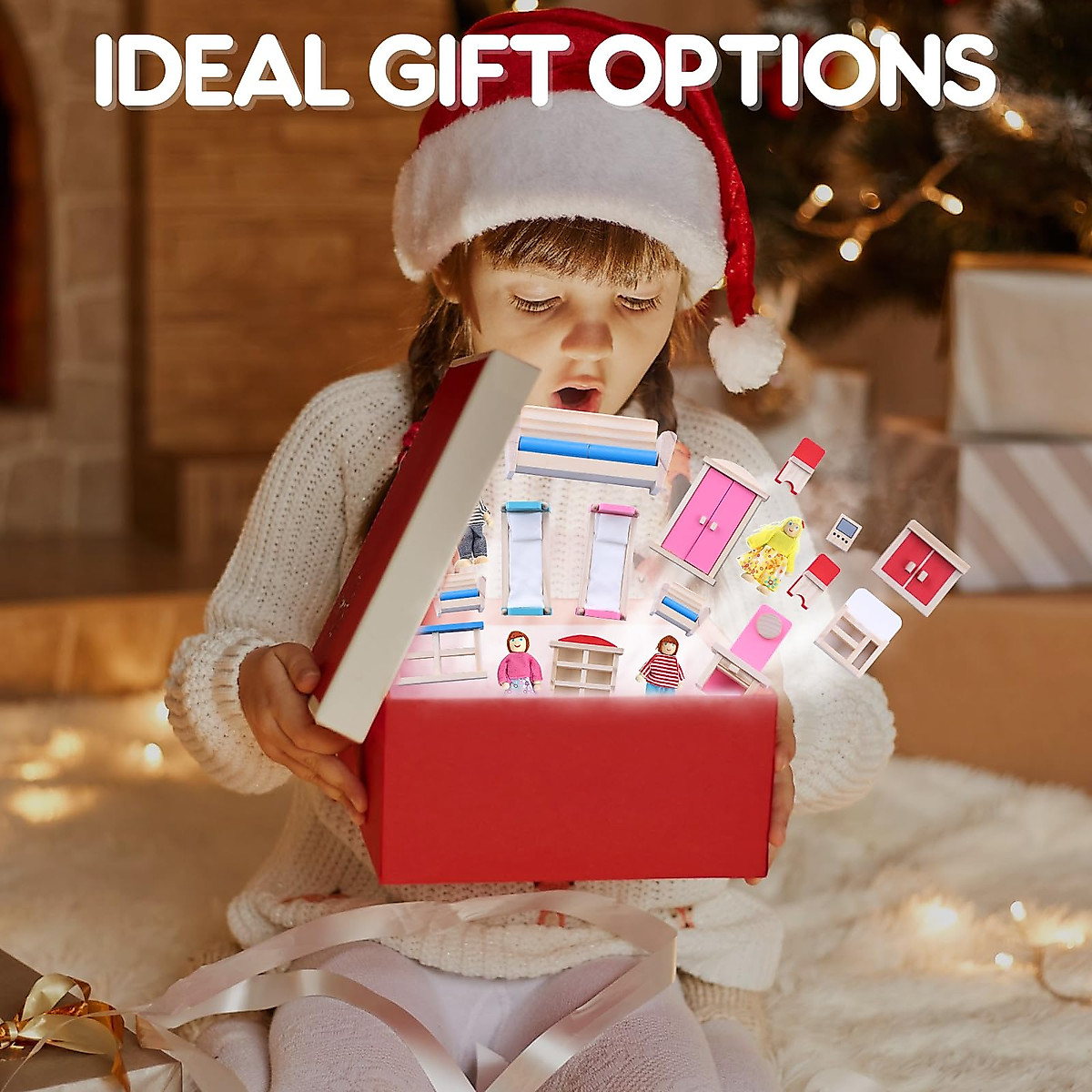 Toydaze The Wooden Dolls House Furniture Set Contains 35 Pieces of Dolls House Accessories for Girls and Boys Aged 3+