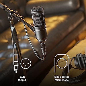 Audio-Technica AT2020 Cardioid Condenser Studio XLR Microphone, Ideal for Project/Home Studio Applications,Black